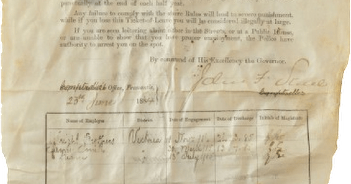 Ticket of leave | WAnderland | Western Australian Museum